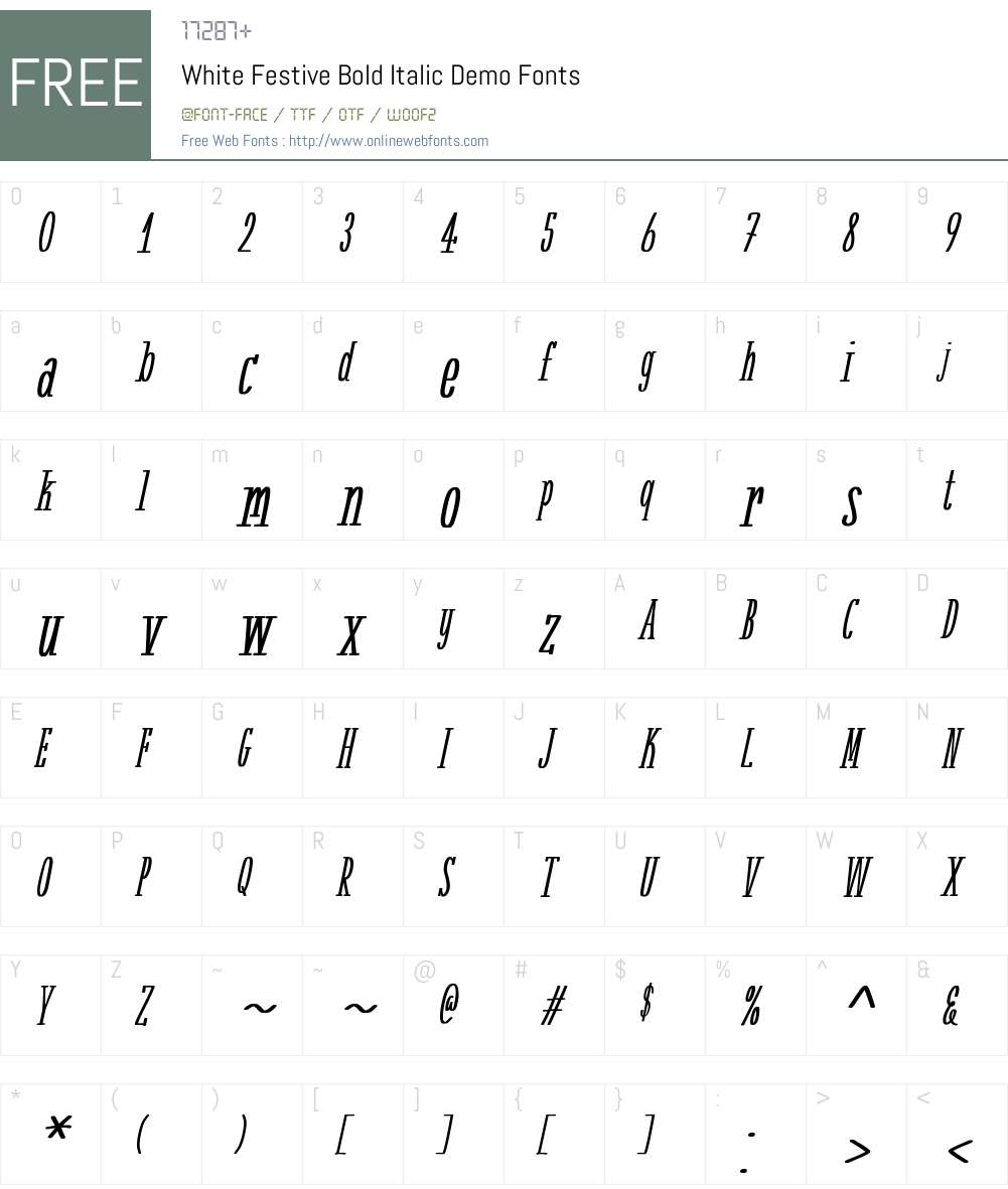 White Festive Bold Italic Demo 1.00 January 10, 2017, initial release ...
