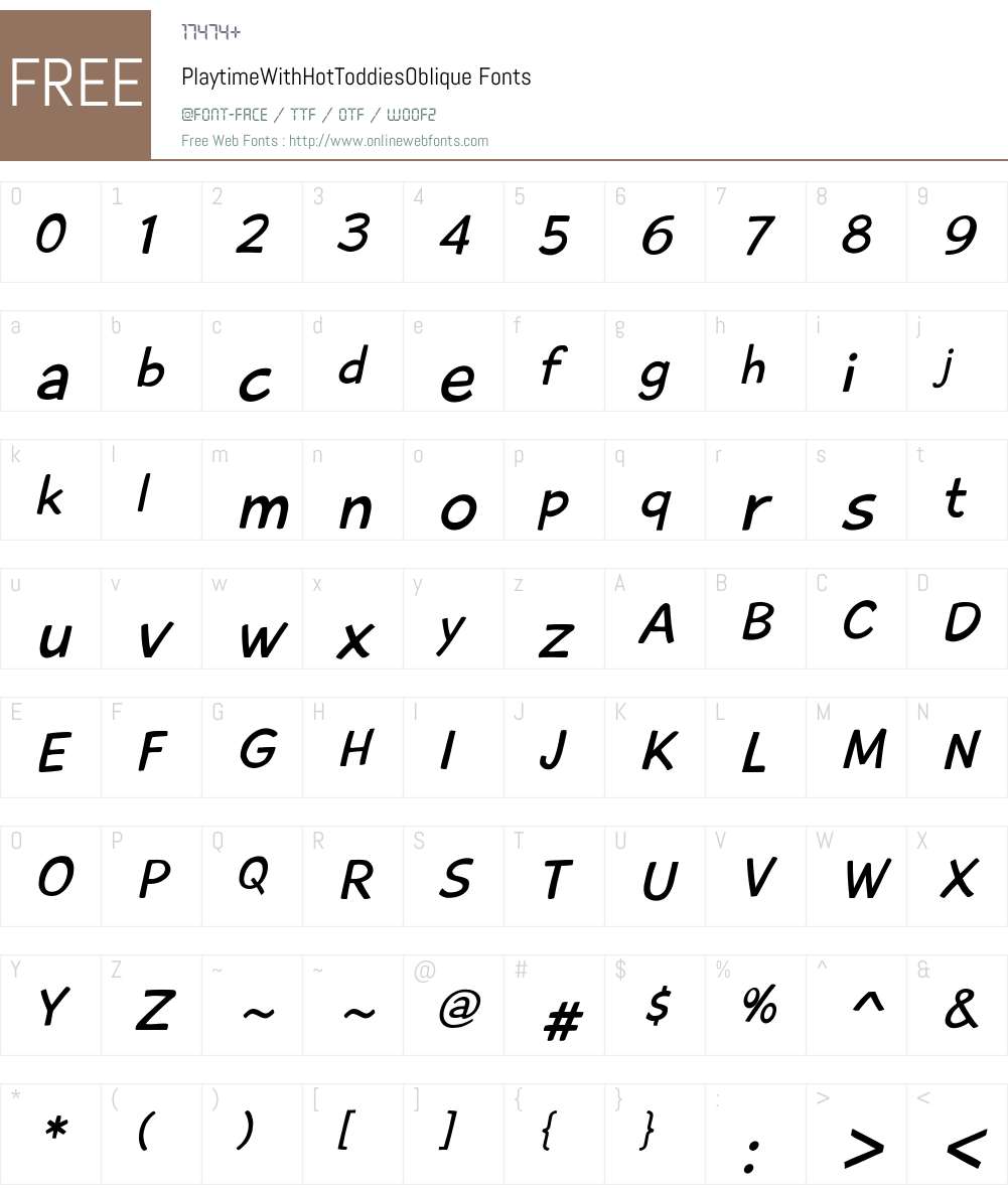 PlaytimeWithHotToddiesOblique 1.0 Fonts Free Download - OnlineWebFonts.COM