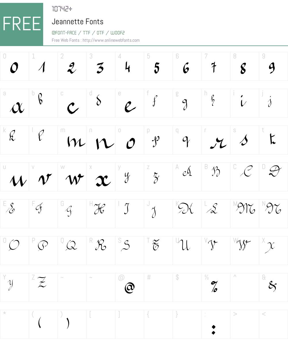 Jeannette 1.000 Fonts Free Download - OnlineWebFonts.COM