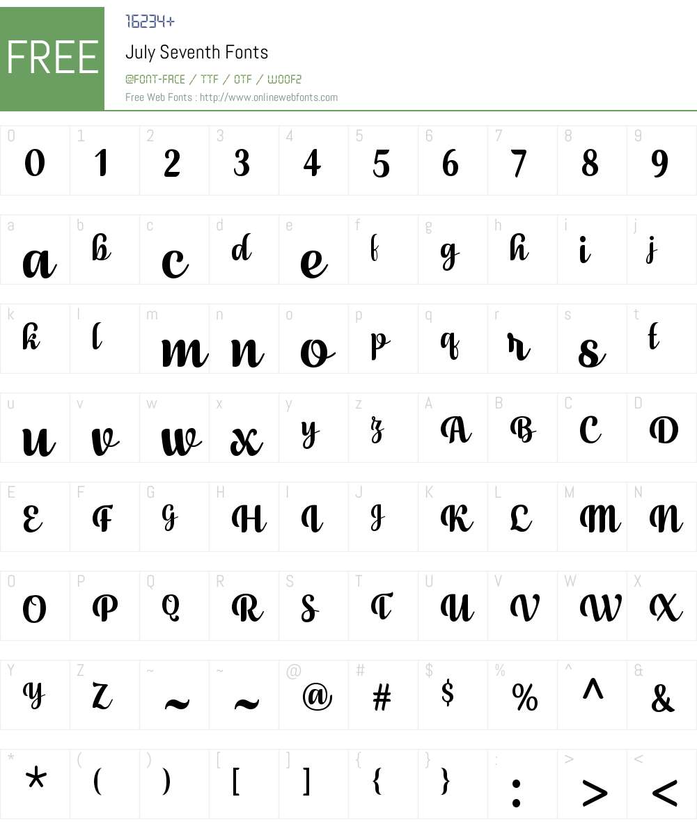 July Seventh 1.00 July 18, 2017, initial release Fonts Free Download ...