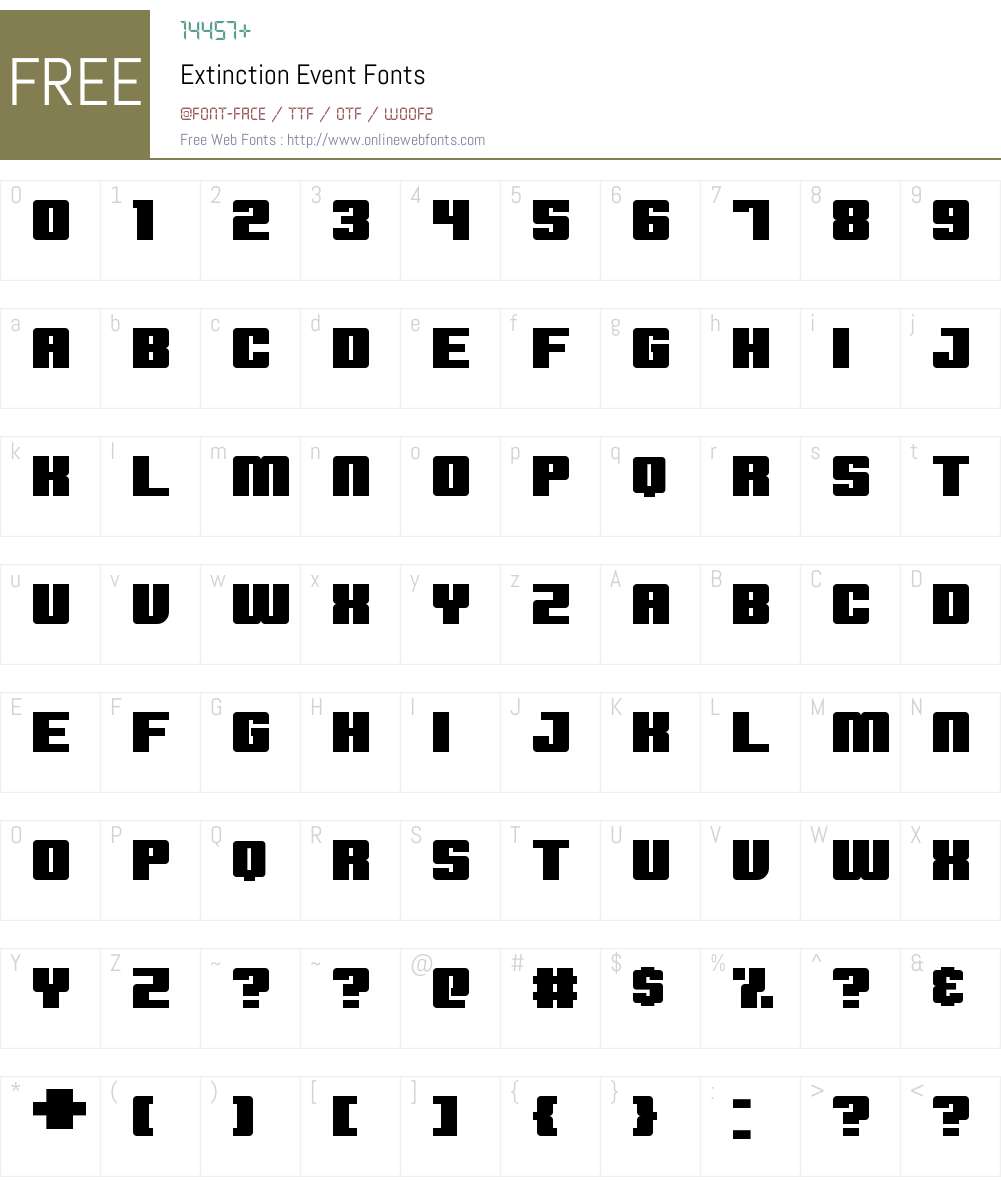 Extinction Event 1.00;May 28, 2019;FontCreator 11.5.0.2422 64-bit Fonts ...