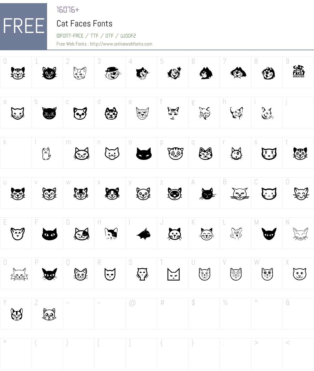 Cat Faces 1.00;July 11, 2019;FontCreator 11.0.0.2388 64-bit Fonts Free ...