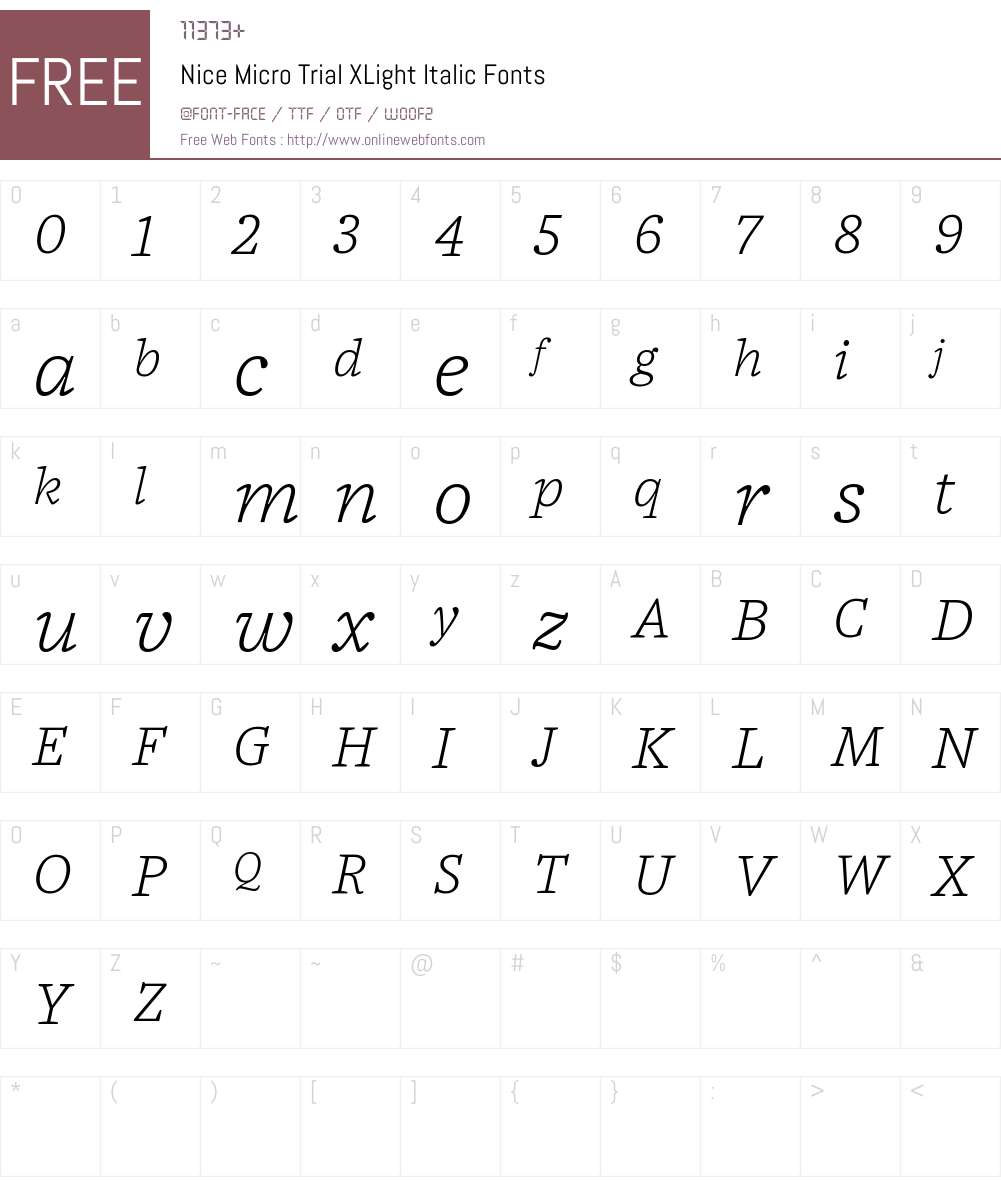 Nice Micro Trial XLight 1.00 Fonts Free Download - OnlineWebFonts.COM