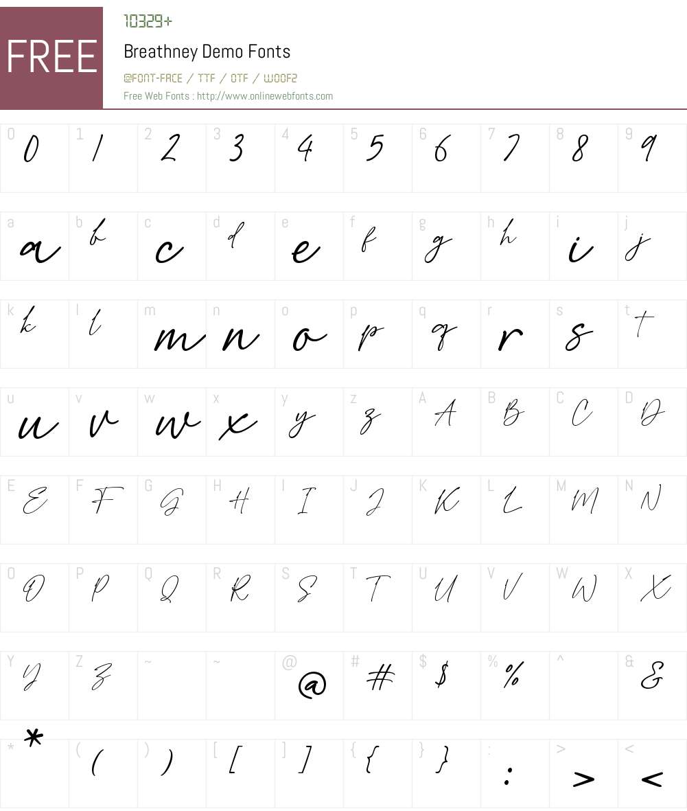 Breathney Demo 1.00;May 26, 2023;FontCreator 12.0.0.2567 64-bit Fonts ...