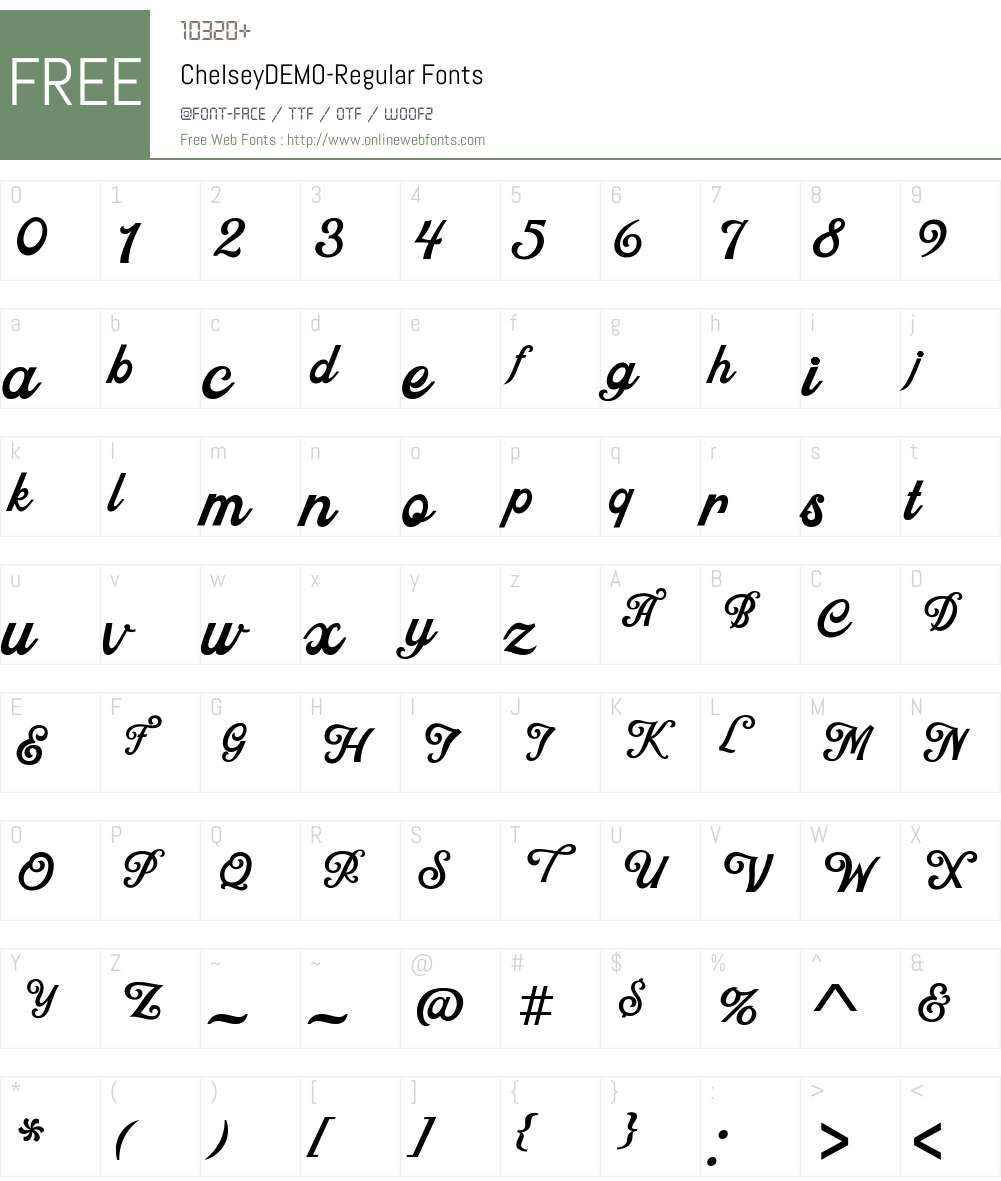 Chelsey DEMO 1.123 Fonts Free Download - OnlineWebFonts.COM