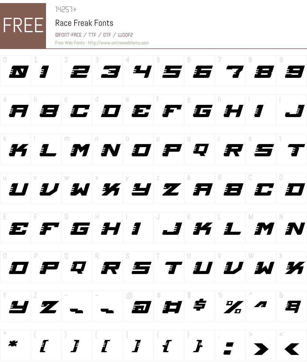 Race Freak 1.00;December 26, 2022;FontCreator 12.0.0.2539 64-bit Fonts ...