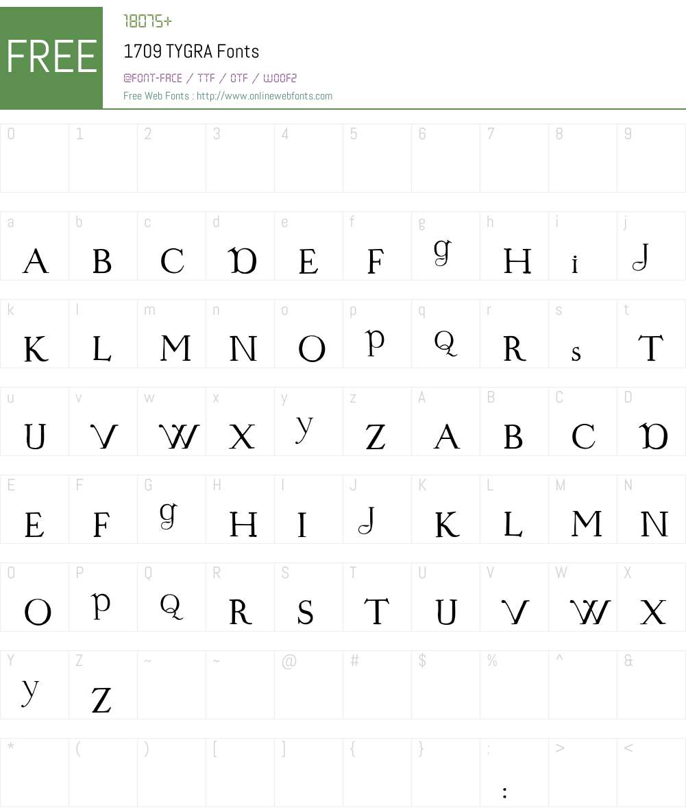 1709 TYGRA 1.3; 1710 Fonts Free Download - OnlineWebFonts.COM
