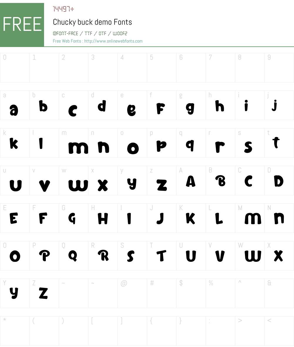 Chucky buck demo 1.00;May 19, 2020;FontCreator 12.0.0.2563 64-bit Fonts ...