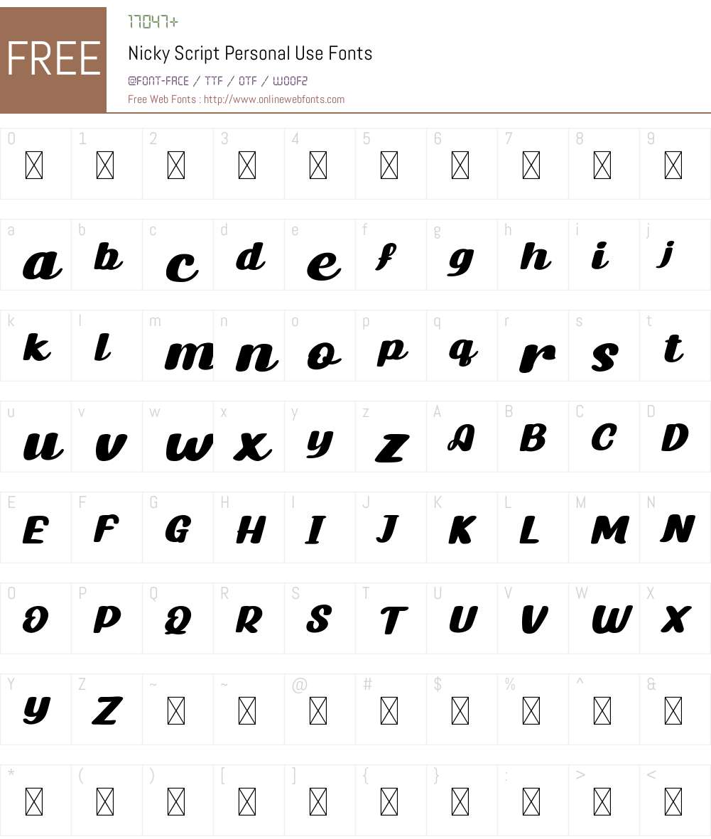 Nicky Script Personal Use 1.001;Fontself Maker 3.5.1 Fonts Free ...