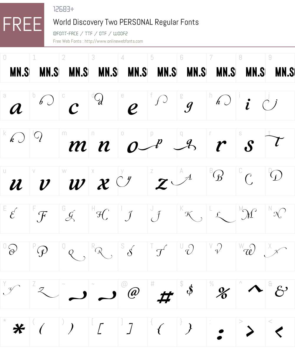 World Discovery Two PERSONAL 1.000;Glyphs 3.2 (3184) Fonts Free ...