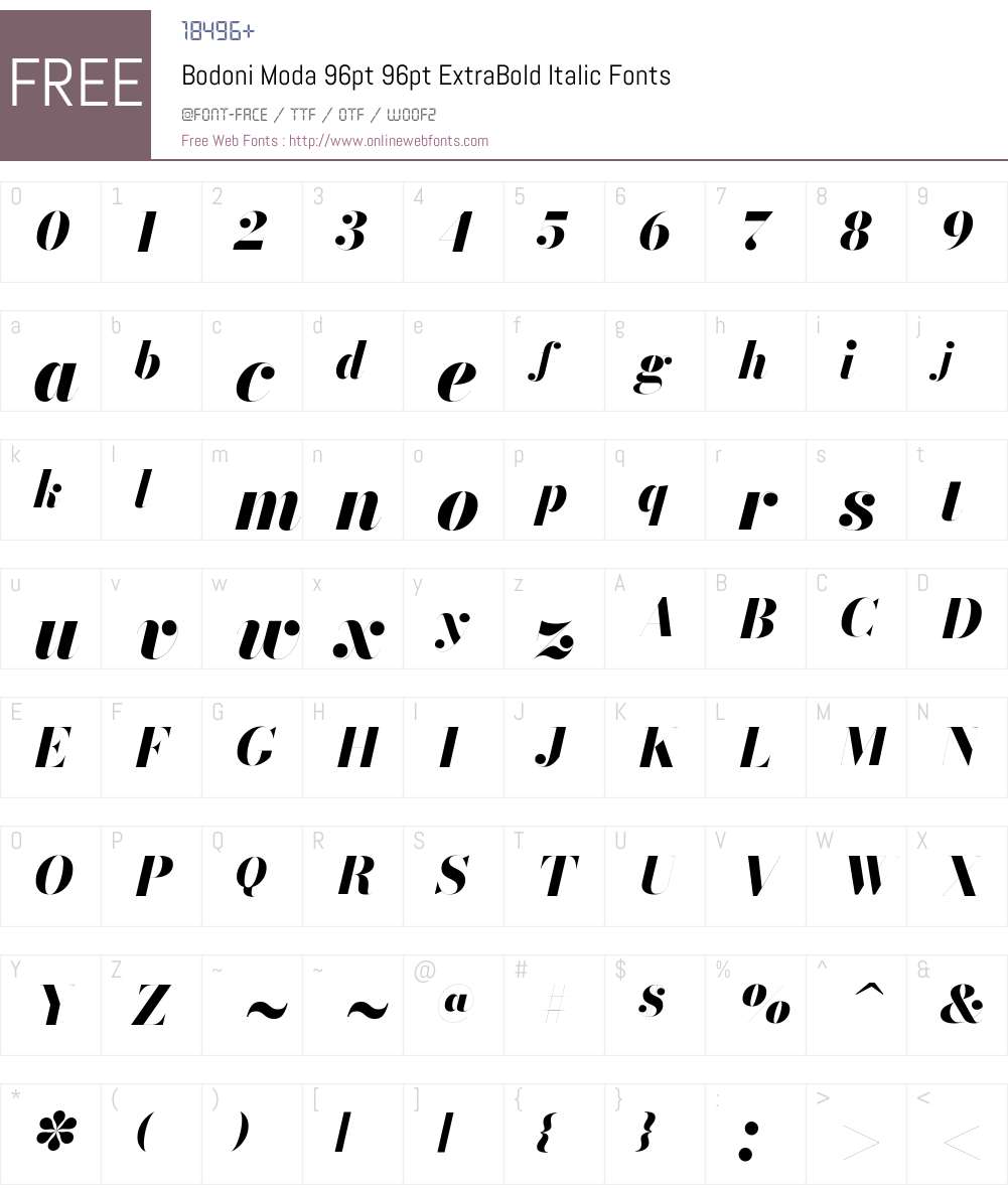 Bodoni Moda 96pt ExtraBold 2.3 Fonts Free Download - OnlineWebFonts.COM