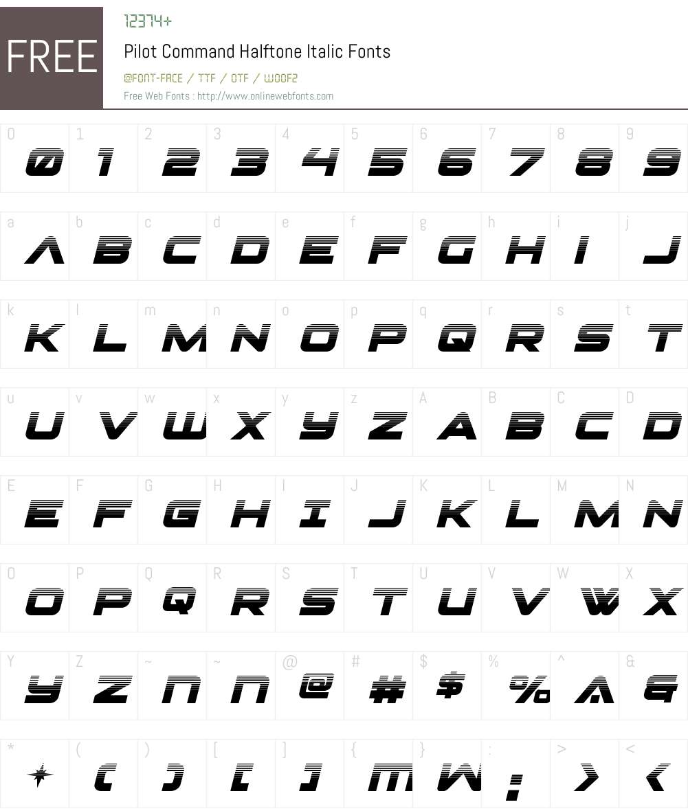 Pilot Command Halftone Italic 1.2; 2022 Fonts Free Download ...