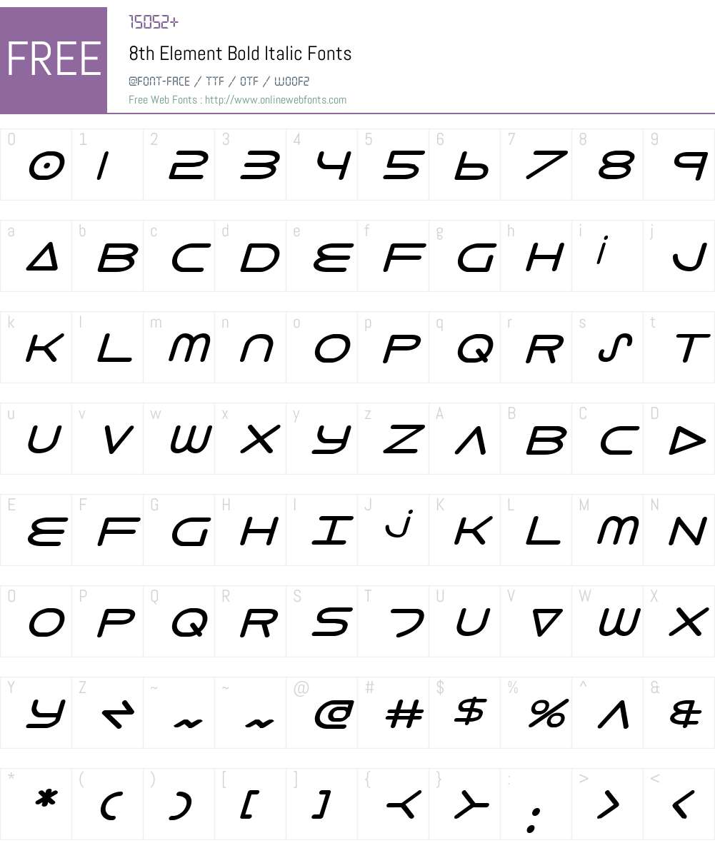 8th Element Bold Italic 001.000 Fonts Free Download - OnlineWebFonts.COM