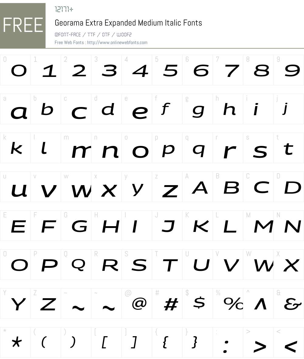 Georama Extra Expanded Medium Italic 1.000 Fonts Free Download - OnlineWebFonts.COM