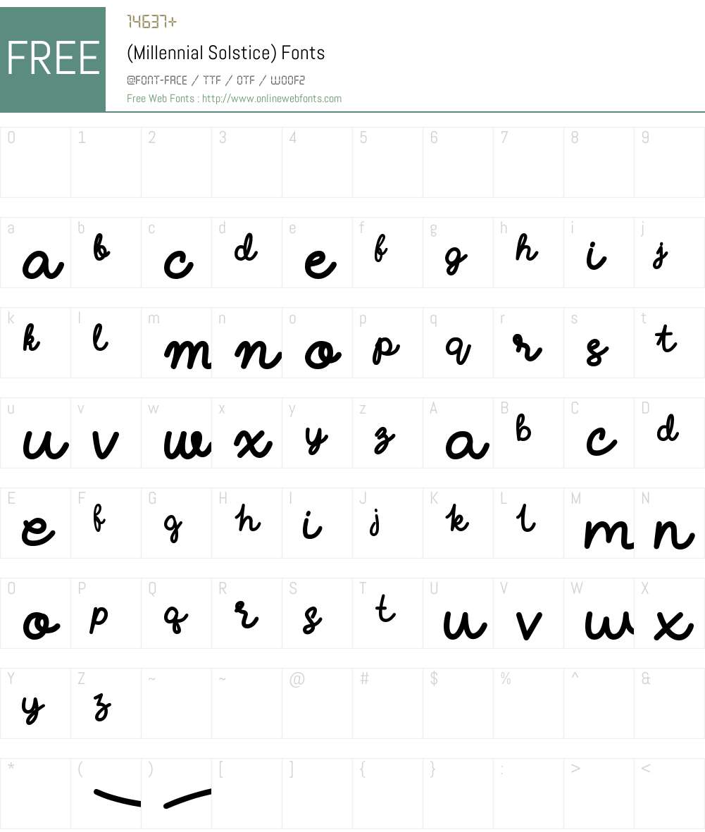 (Millennial Solstice) 1.00 May 8, 2017, initial release Fonts Free ...