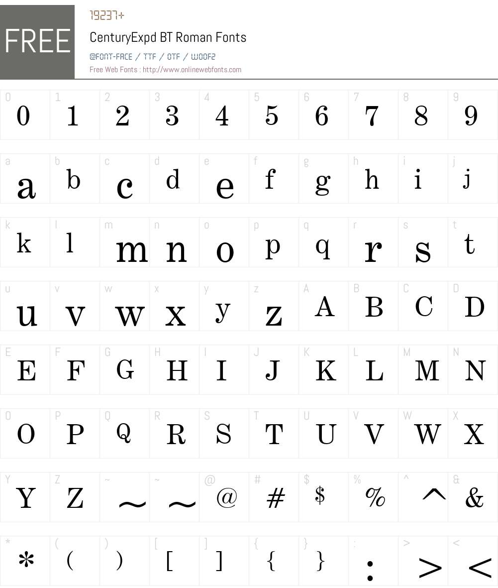 CenturyExpd BT Roman 2.001 mfgpctt 4.4 Fonts Free Download ...