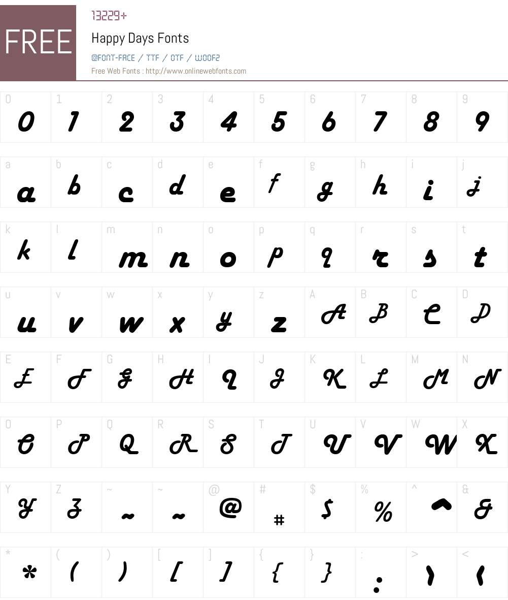 Happy Days V1 Rev. 001.000 Fonts Free Download - OnlineWebFonts.COM