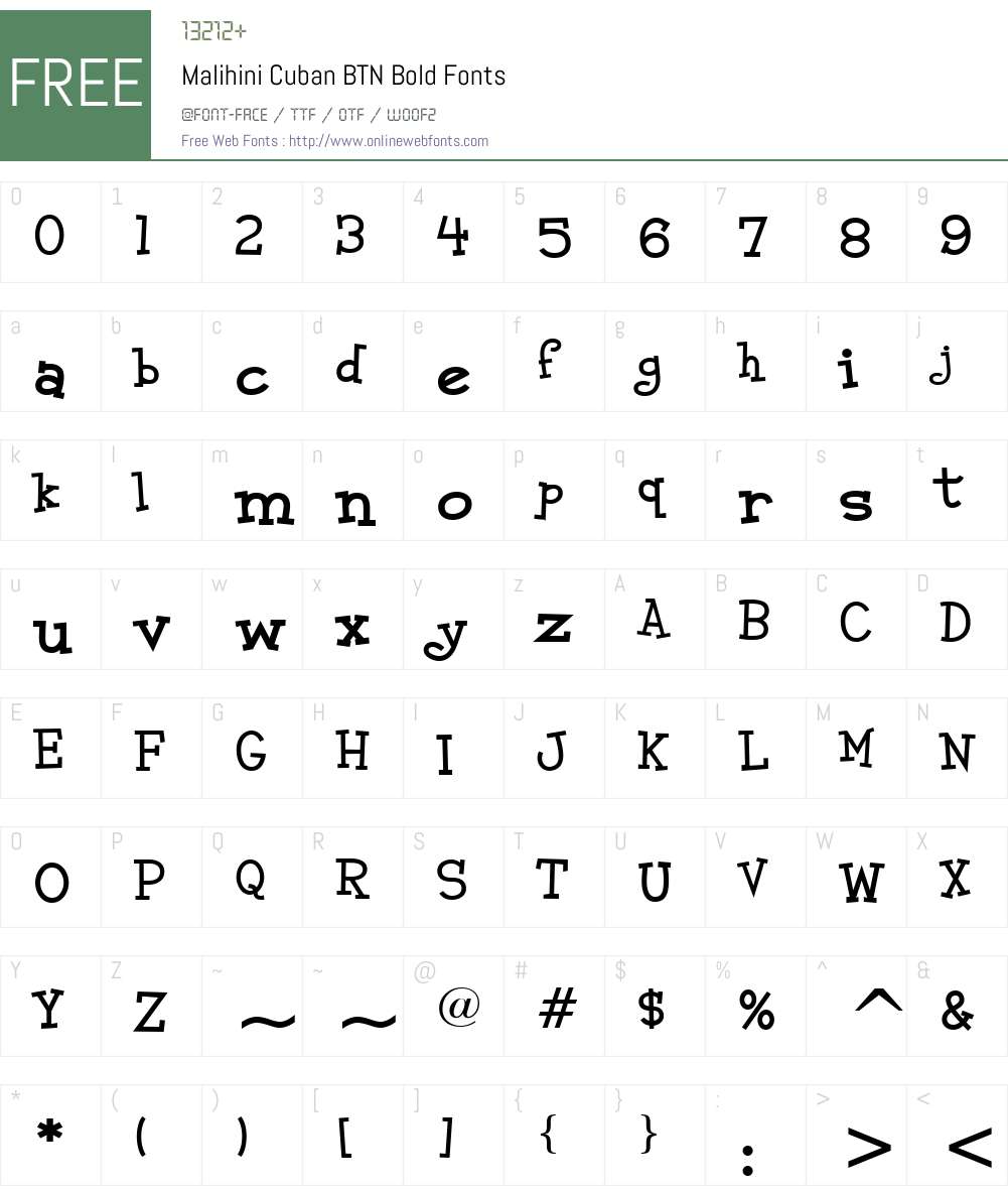 Malihini Cuban BTN Bold 1.00 Fonts Free Download - OnlineWebFonts.COM