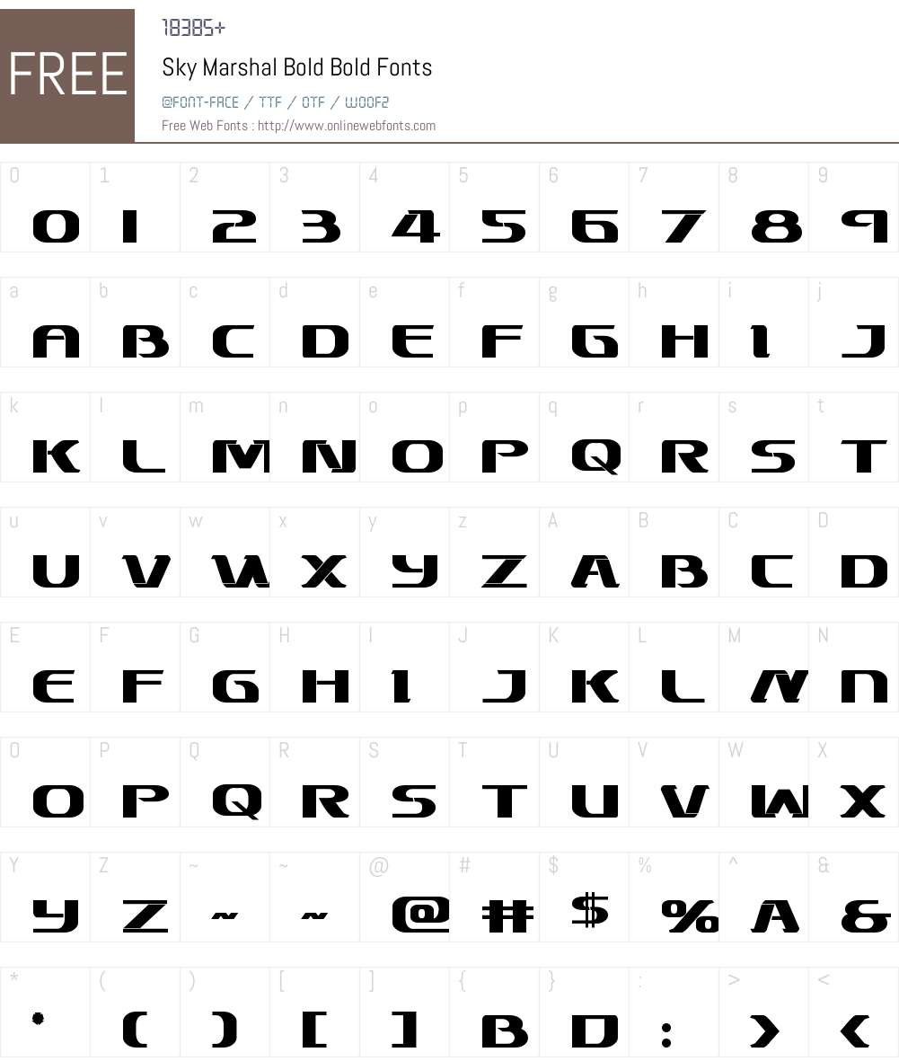 Sky Marshal Bold Bold 1.00 August 1, 2016, initial release Fonts Free ...