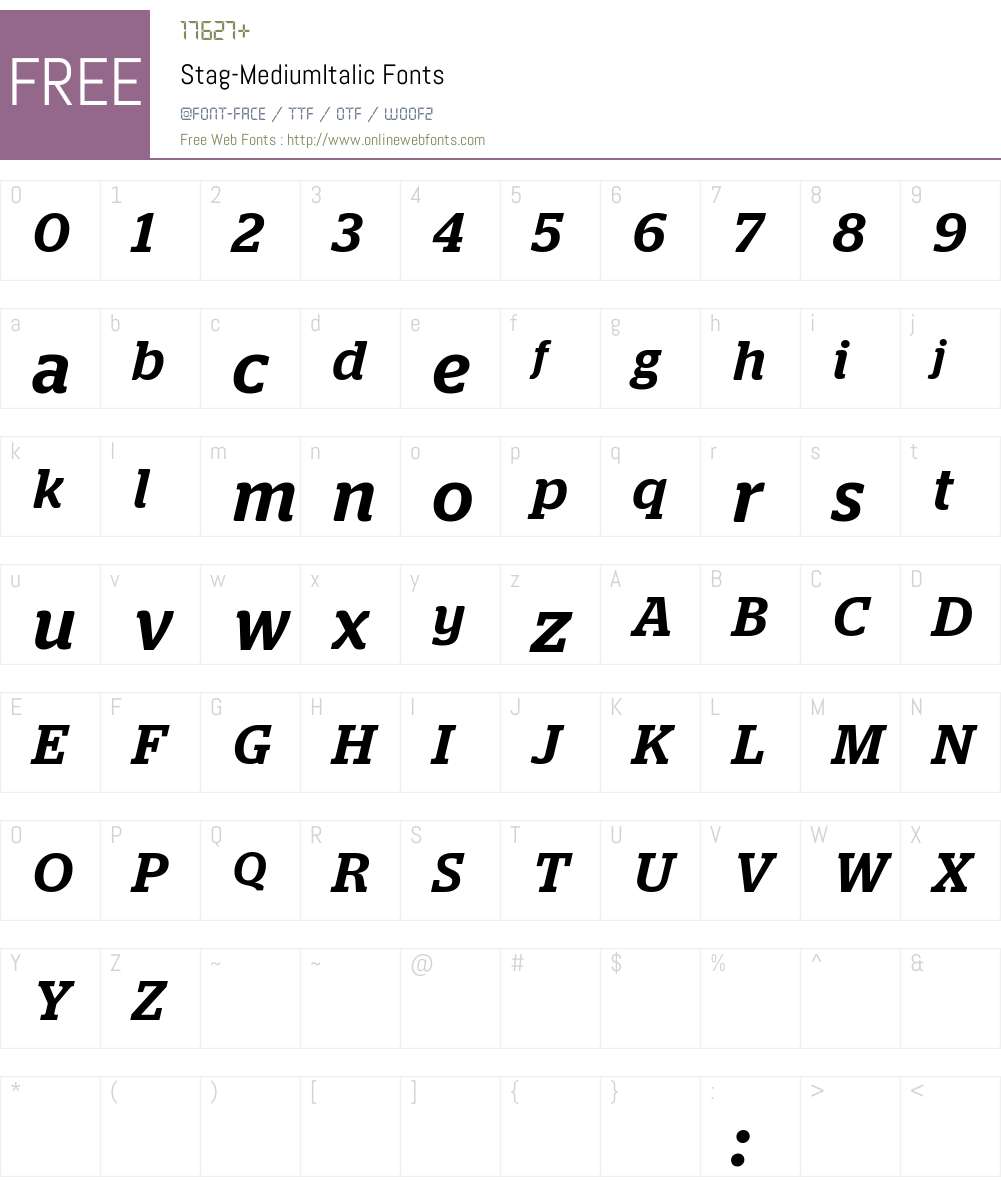 Stag-MediumItalic 1.000 Fonts Free Download - OnlineWebFonts.COM