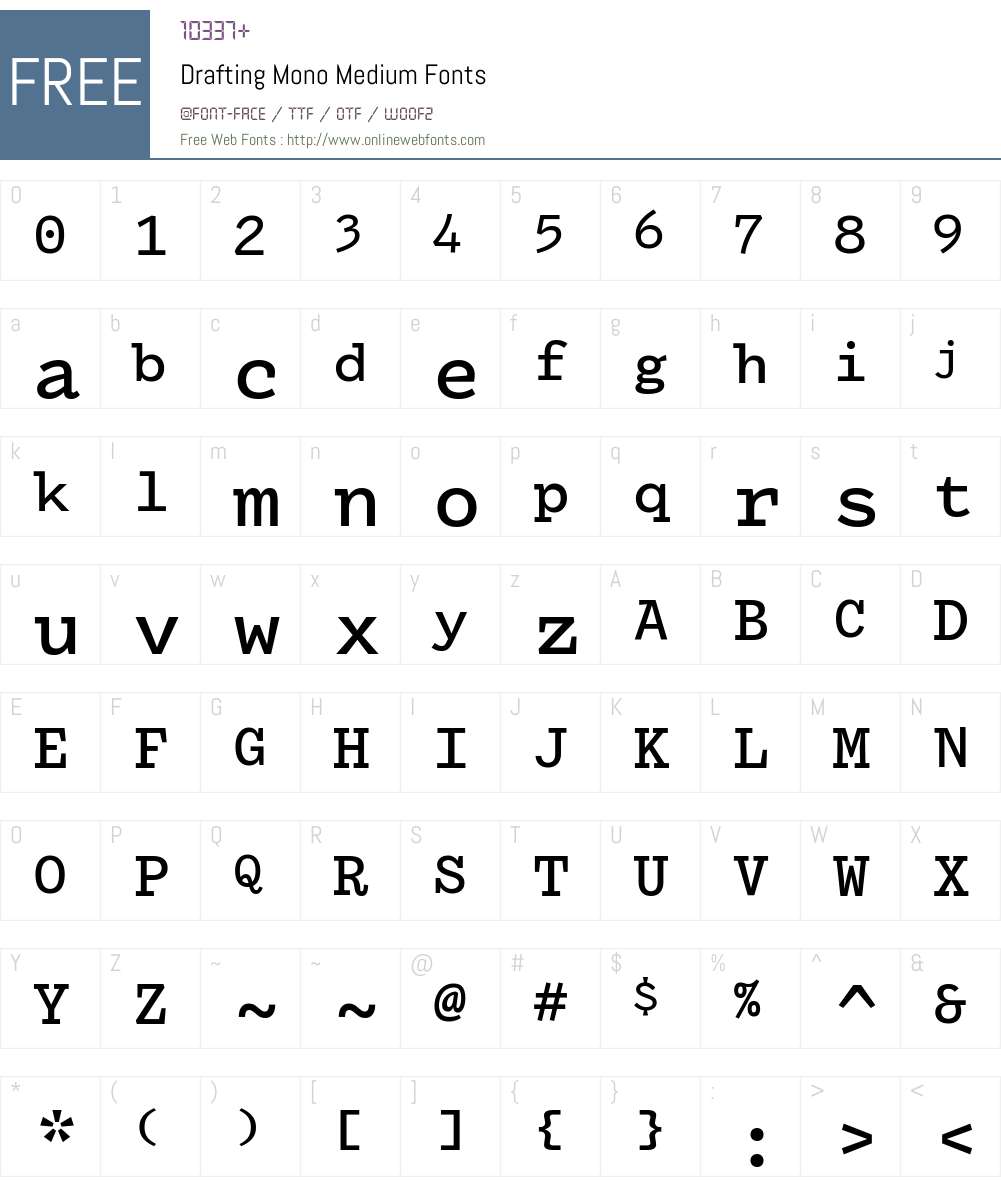 Drafting Mono Medium 1.100; ttfautohint (v1.8.4.7-5d5b) Fonts Free ...