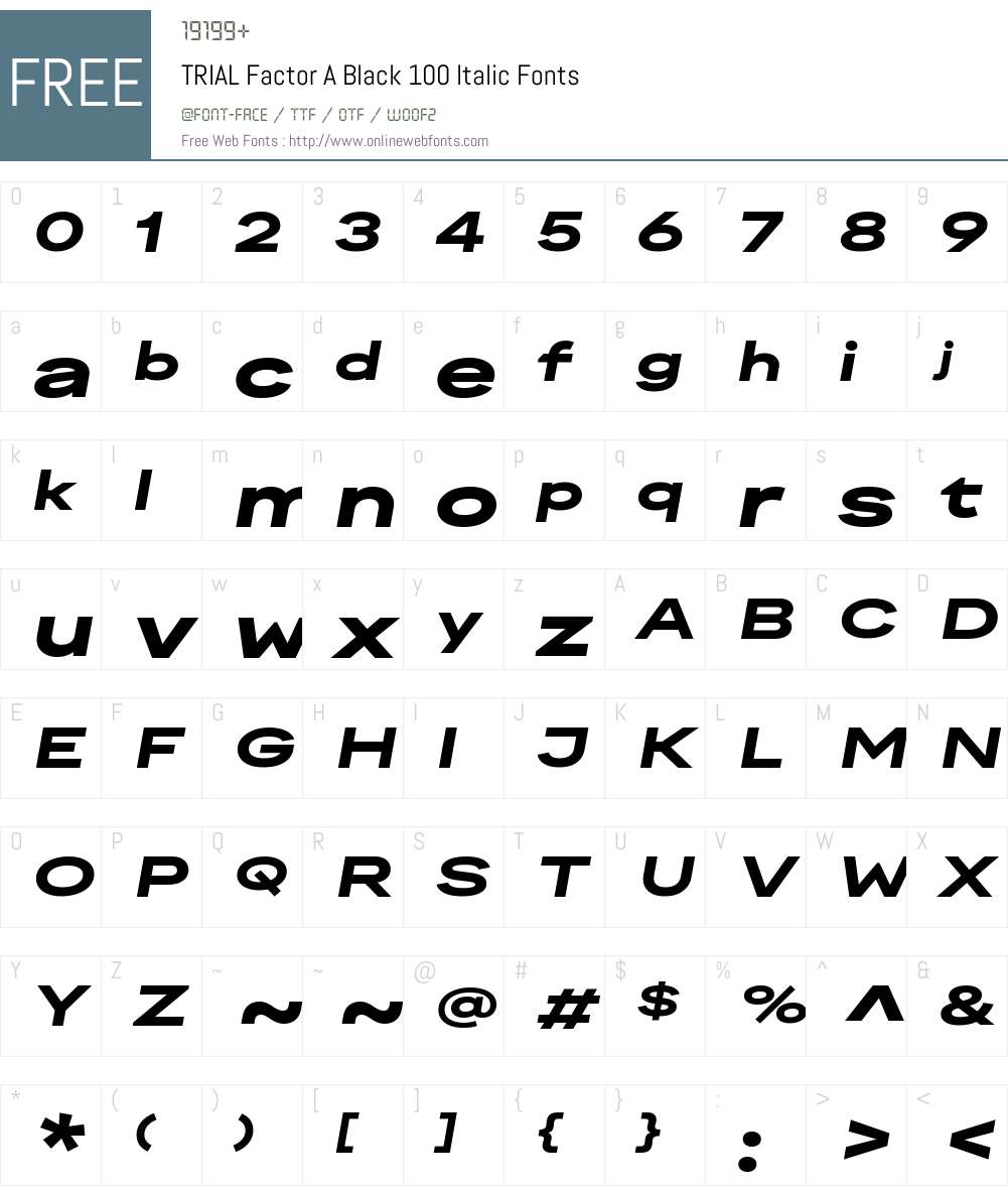 TRIAL Factor A Black 100 Italic 2 Fonts Free Download - OnlineWebFonts.COM