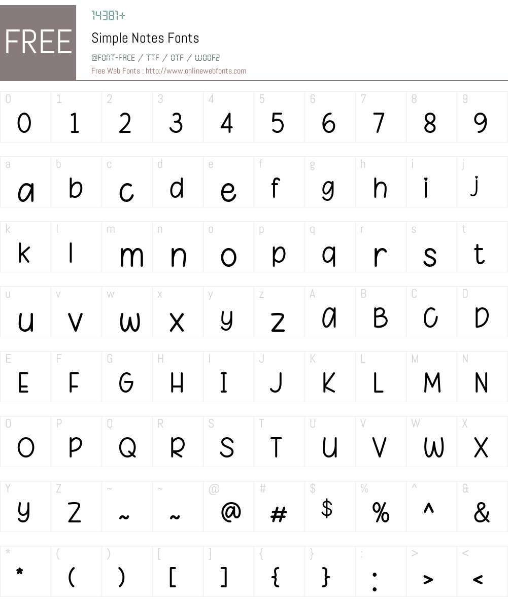 Simple Notes 1.00;March 24, 2024 Fonts Free Download - OnlineWebFonts.COM