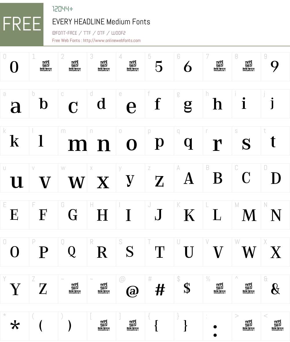 EVERY HEADLINE Medium 1.010;hotconv 1.0.109;makeotfexe 2.5.65596 Fonts Free Download ...