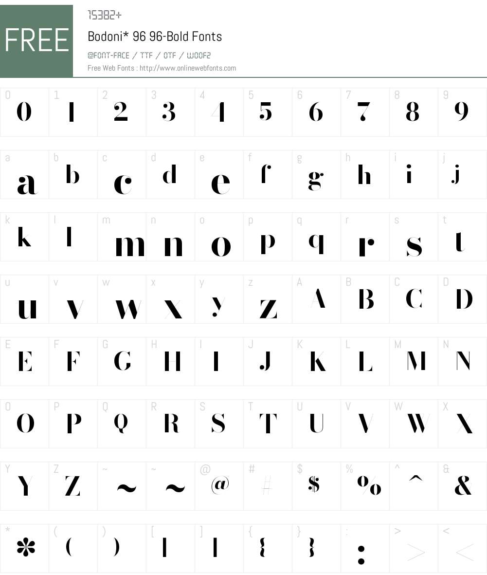 Bodoni* 96 Bold 1.000 Fonts Free Download - OnlineWebFonts.COM