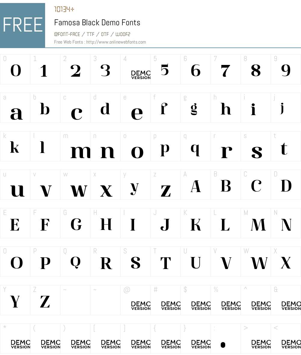 Famosa Black Demo 2.100;PS 002.100;hotconv 1.0.88;makeotf.lib2.5.64775 ...