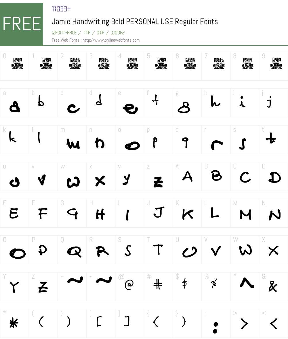 Jamie Handwriting Bold PERSONAL USE 1.001;FEAKit 1.0 Fonts Free ...