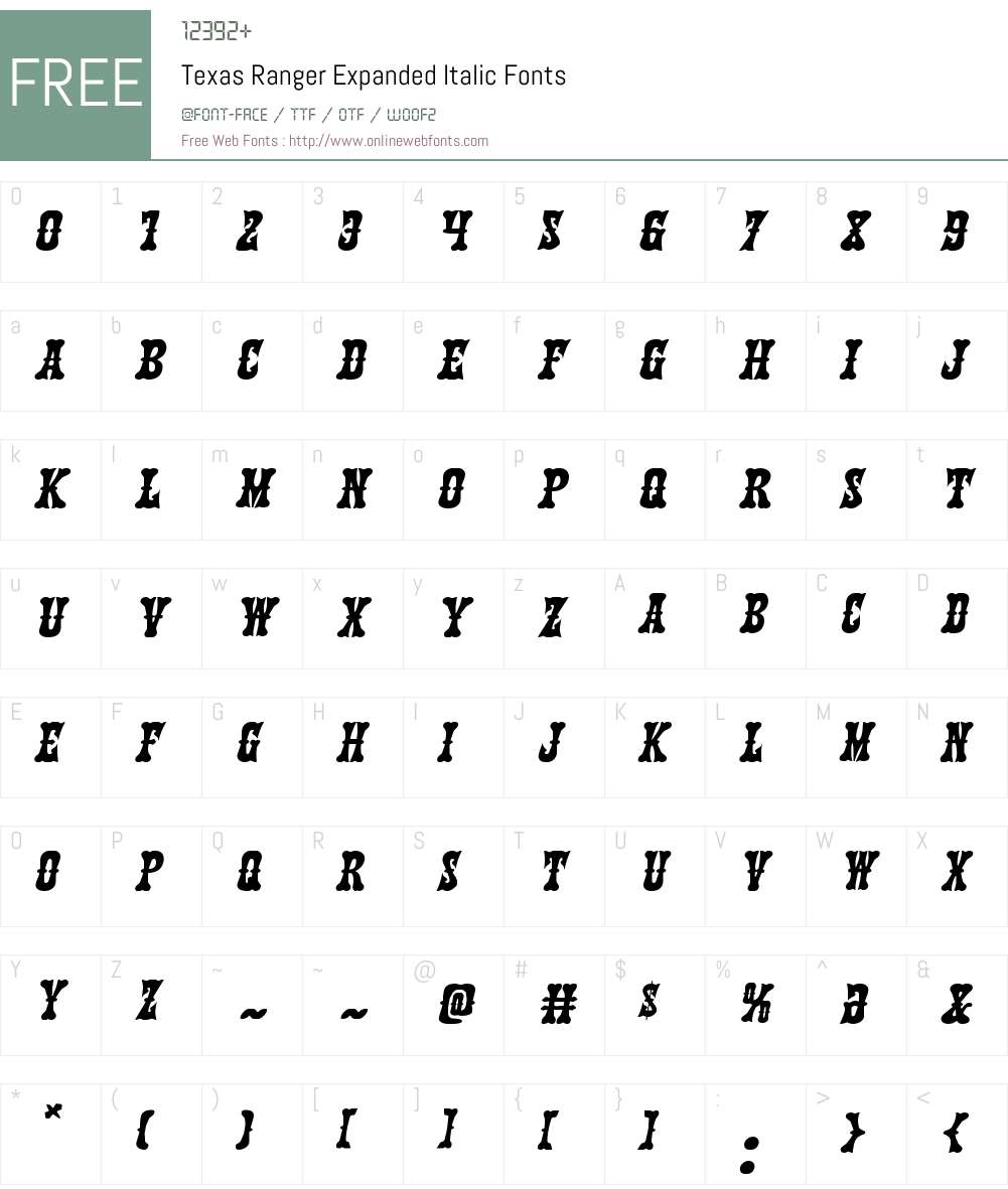 Texas Ranger Expanded Italic 1.0; 2013 Fonts Free Download ...