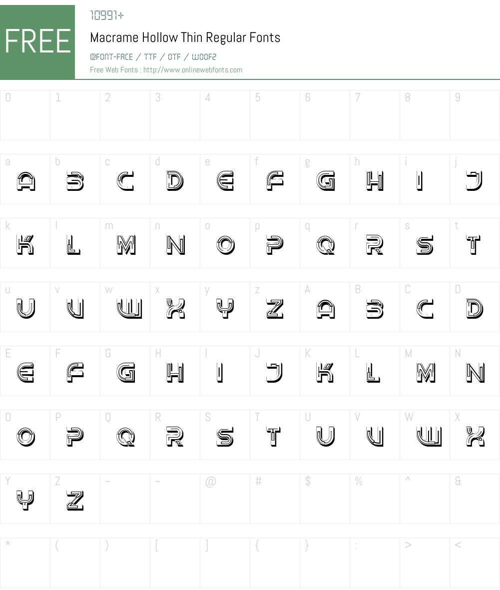 Macrame Hollow Thin 1.000 Fonts Free Download - OnlineWebFonts.COM
