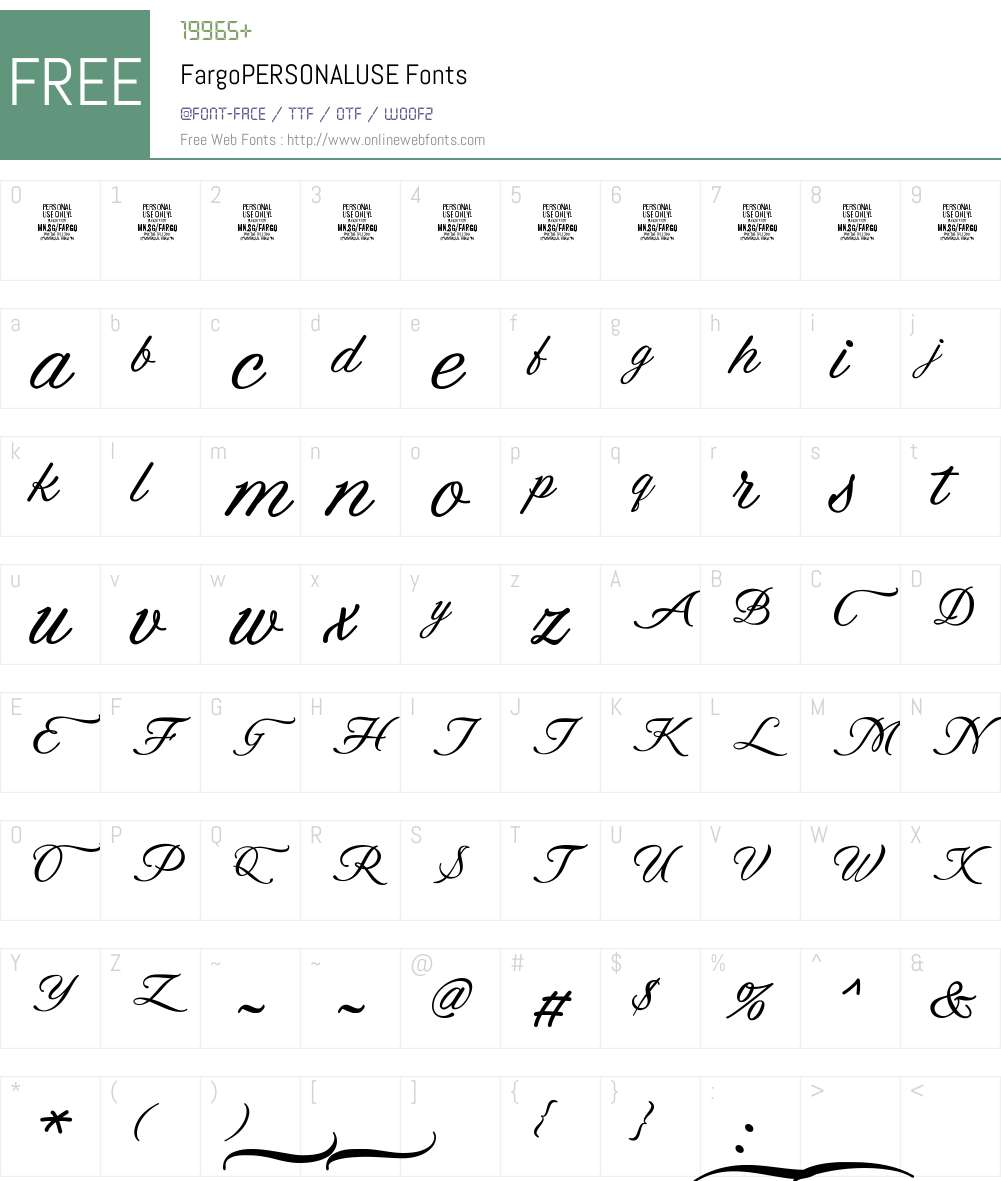 Fargo PERSONAL USE 1.000 Fonts Free Download - OnlineWebFonts.COM