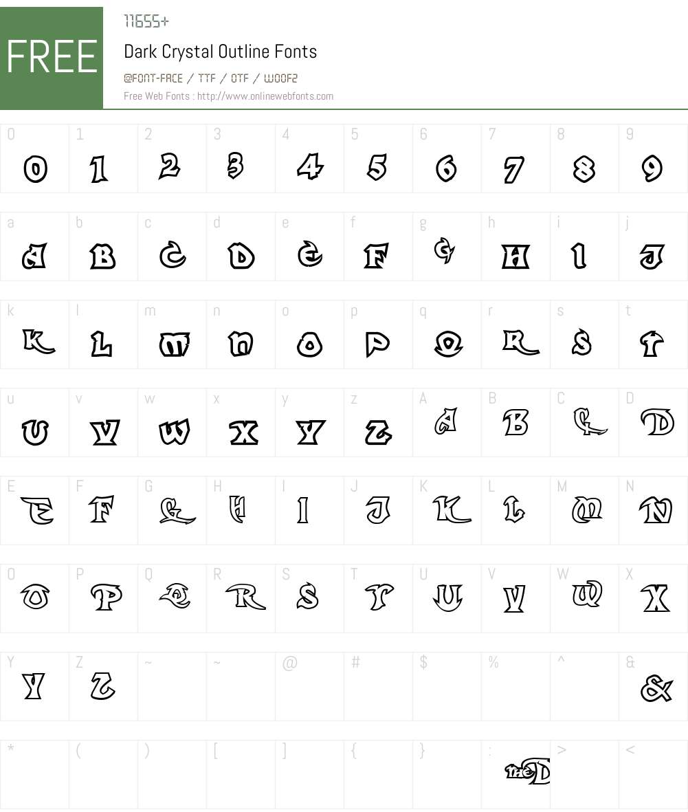 Dark Crystal Outline V2 email: maddhatter_dl@yahoo.com Fonts Free ...