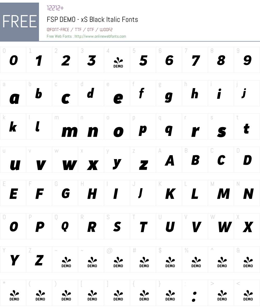 FSP DEMO - xS Black 1.000 Fonts Free Download - OnlineWebFonts.COM