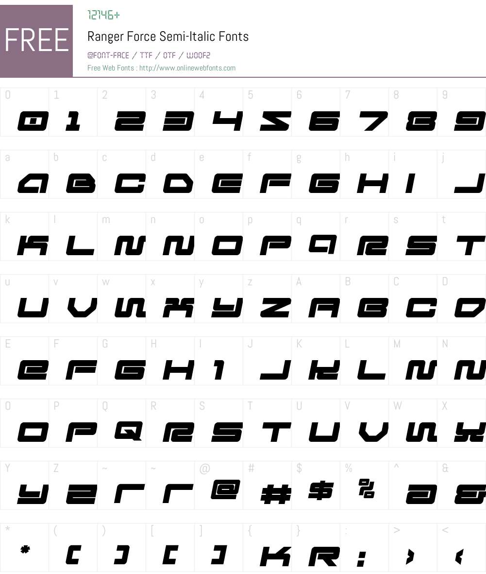 Ranger Force Semi-Italic 1.0; 2020 Fonts Free Download - OnlineWebFonts.COM