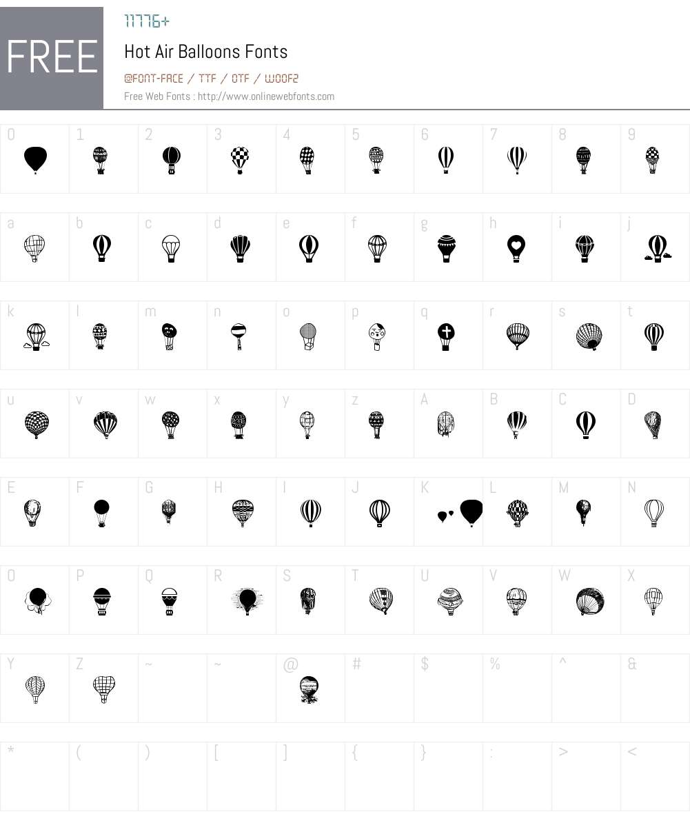 Hot Air Balloons 1.00 July 5, 2017, initial release Fonts Free Download ...