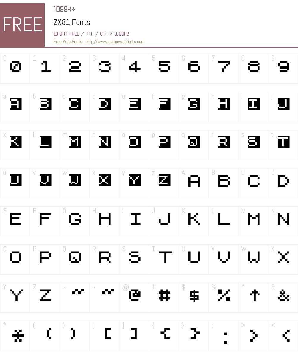 ZX81 001.000 Fonts Free Download - OnlineWebFonts.COM