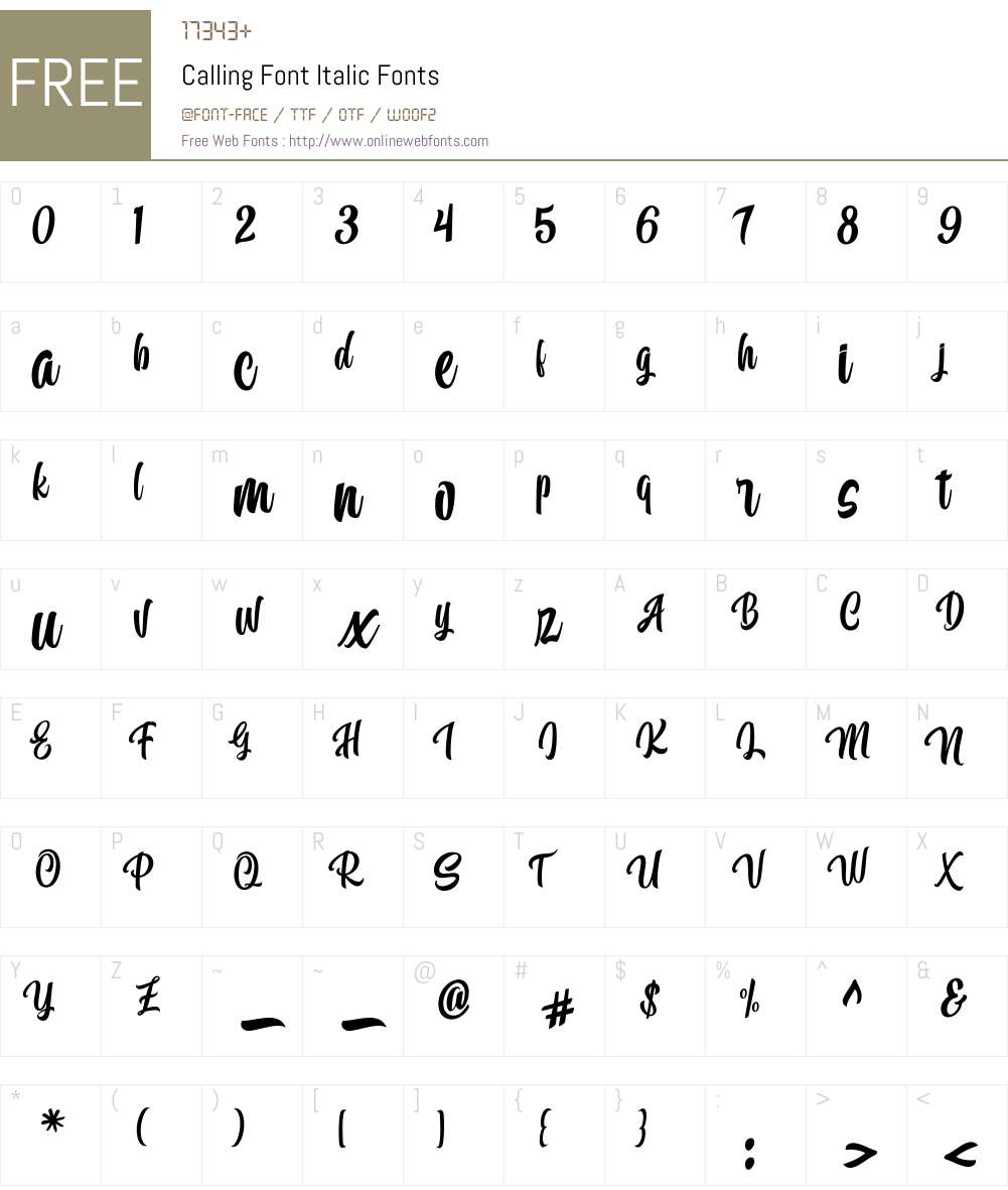 Calling Font Italic 1.000 Fonts Free Download - OnlineWebFonts.COM