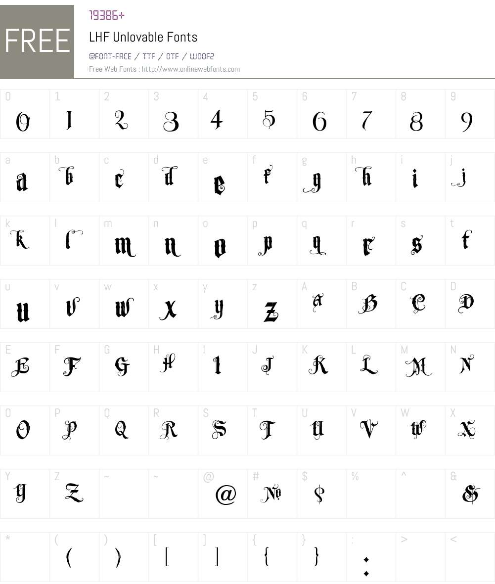 LHF Unlovable 1.00 November 18, 2013, initial release Fonts Free ...