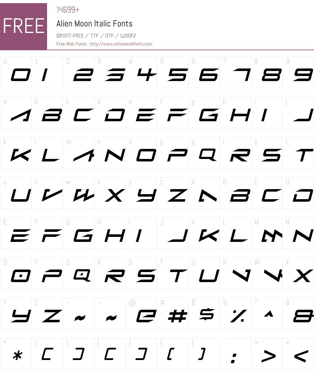 Alien Moon Italic 1.00;November 12, 2021;FontCreator 12.0.0.2567 64-bit ...