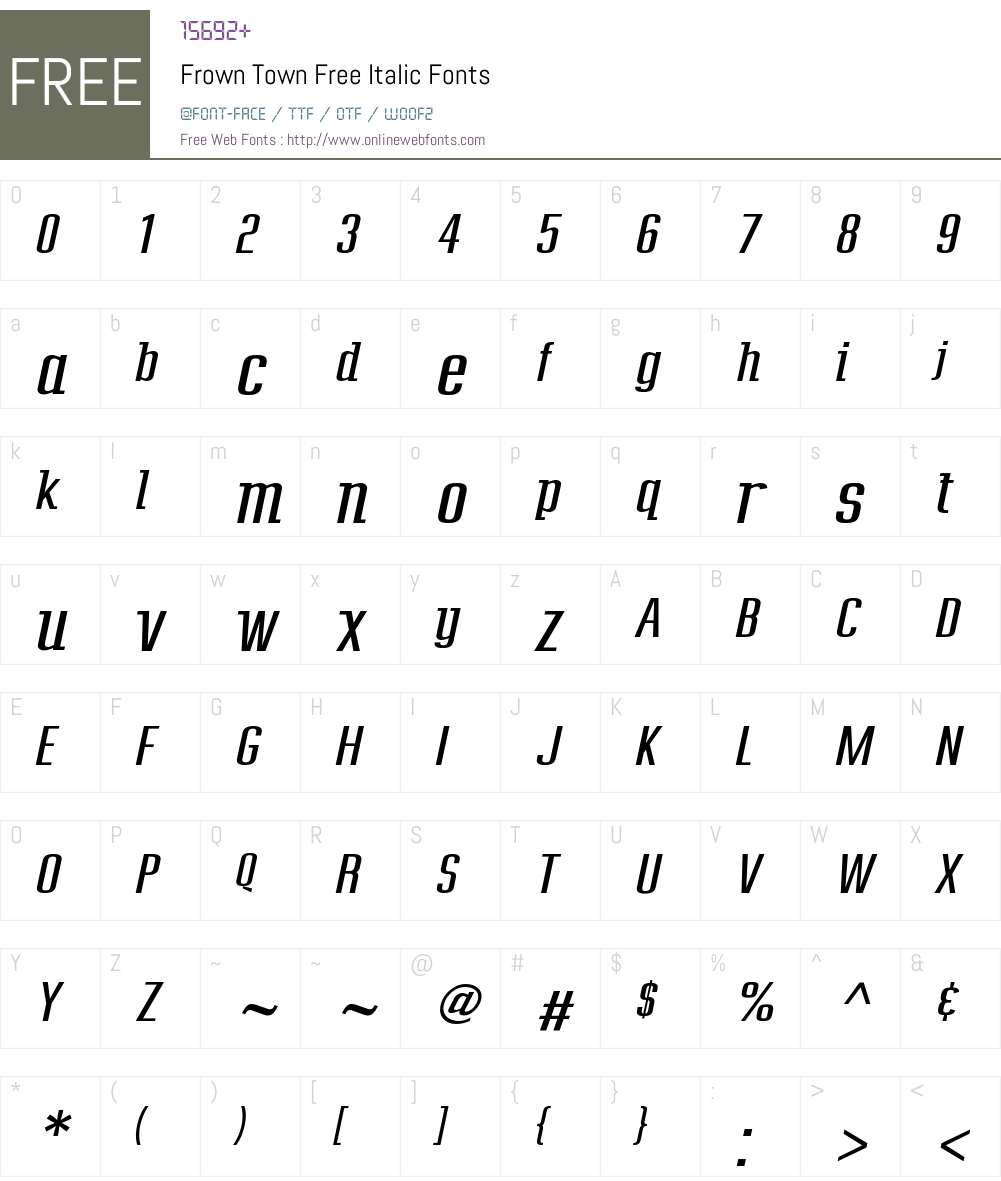 Frown Town Free Italic 1.000;PS 001.000;hotconv 1.0.38 Fonts Free ...