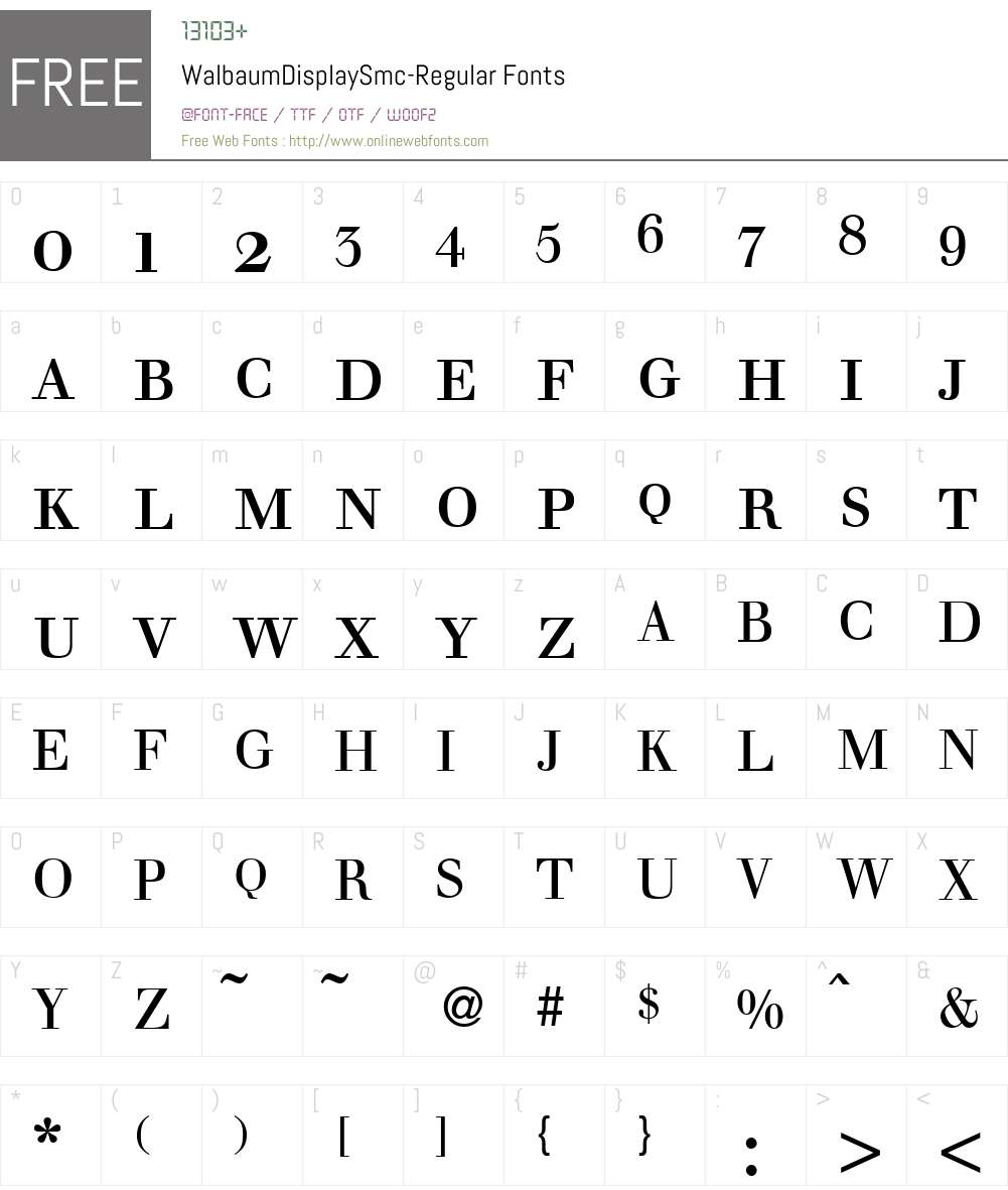 WalbaumDisplaySmc-Regular 1.0 20-10-2002 Fonts Free Download ...