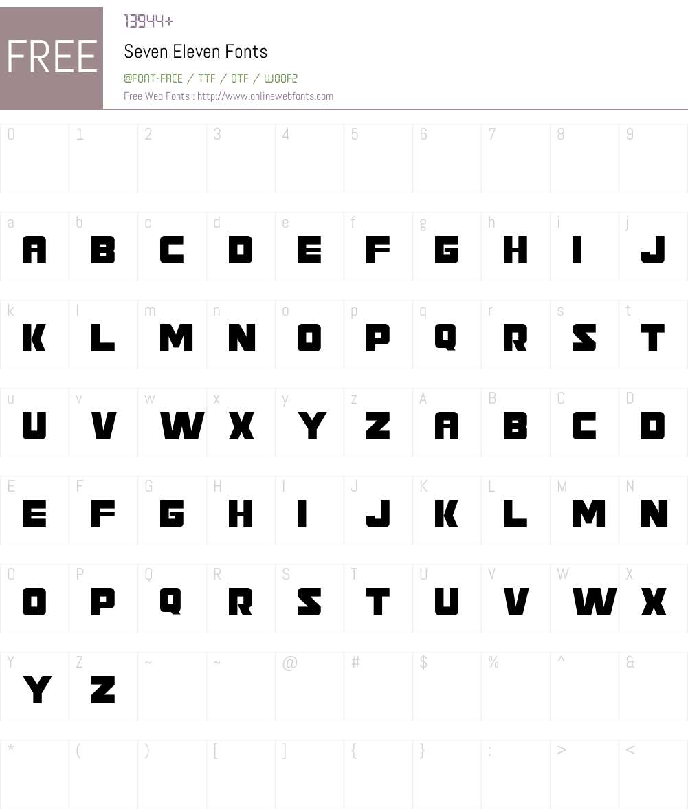 Seven Eleven 1.00;January 21, 2019;FontCreator 11.5.0.2421 32-bit Fonts ...