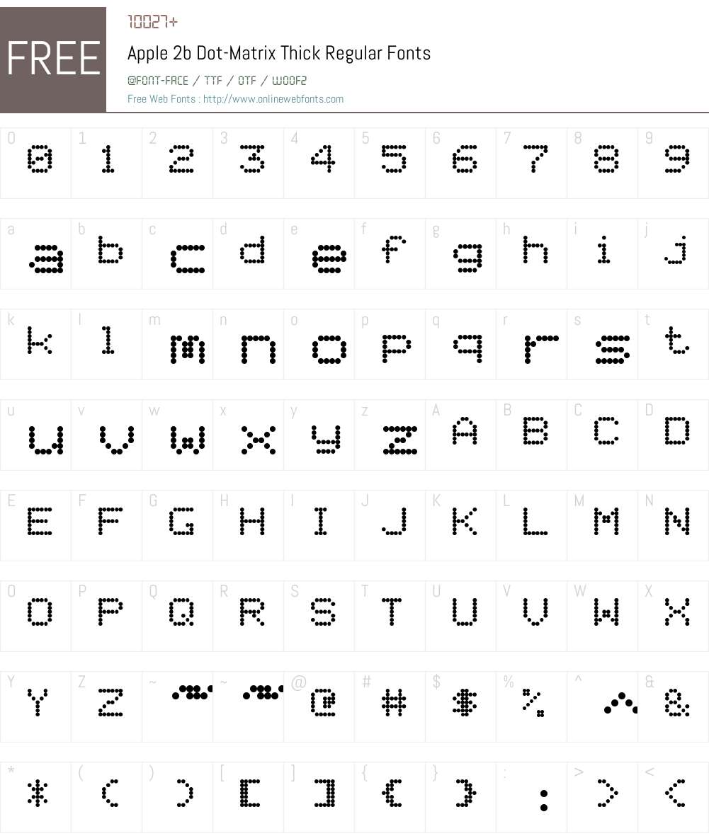 Apple 2b Dot-Matrix Thick 1.0 Fonts Free Download - OnlineWebFonts.COM