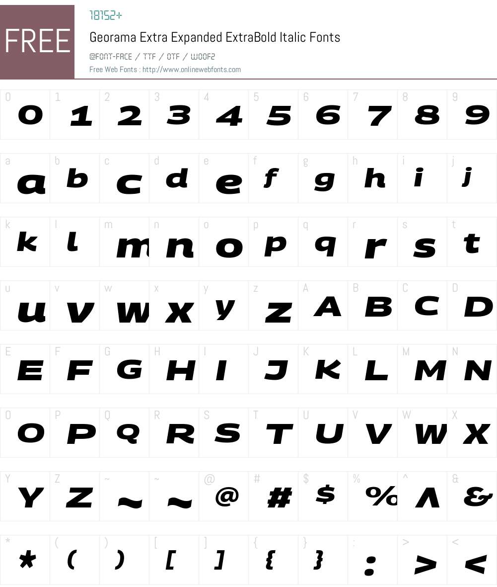 Georama Extra Expanded ExtraBold Italic 1.000 Fonts Free Download - OnlineWebFonts.COM