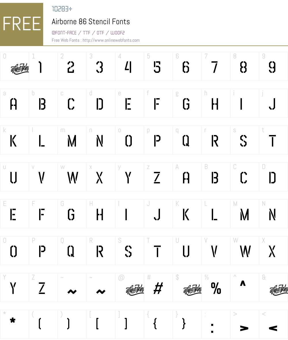 Airborne 86 Stencil 1.00;May 10, 2020;FontCreator 13.0.0.2630 64-bit ...