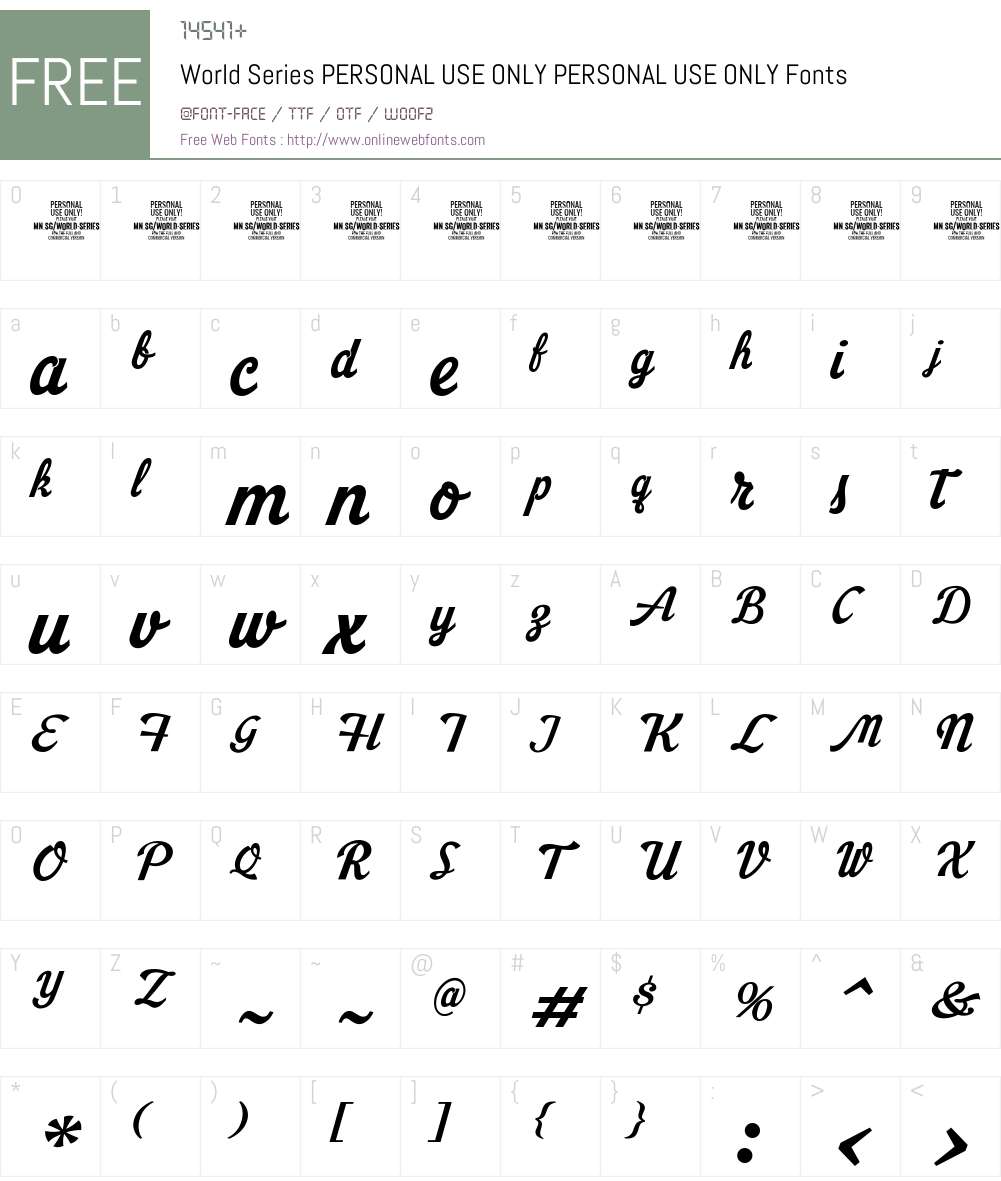 World Series PERSONAL USE ONLY PERSONAL USE ONLY 1.000;FEAKit 1.0 Fonts ...