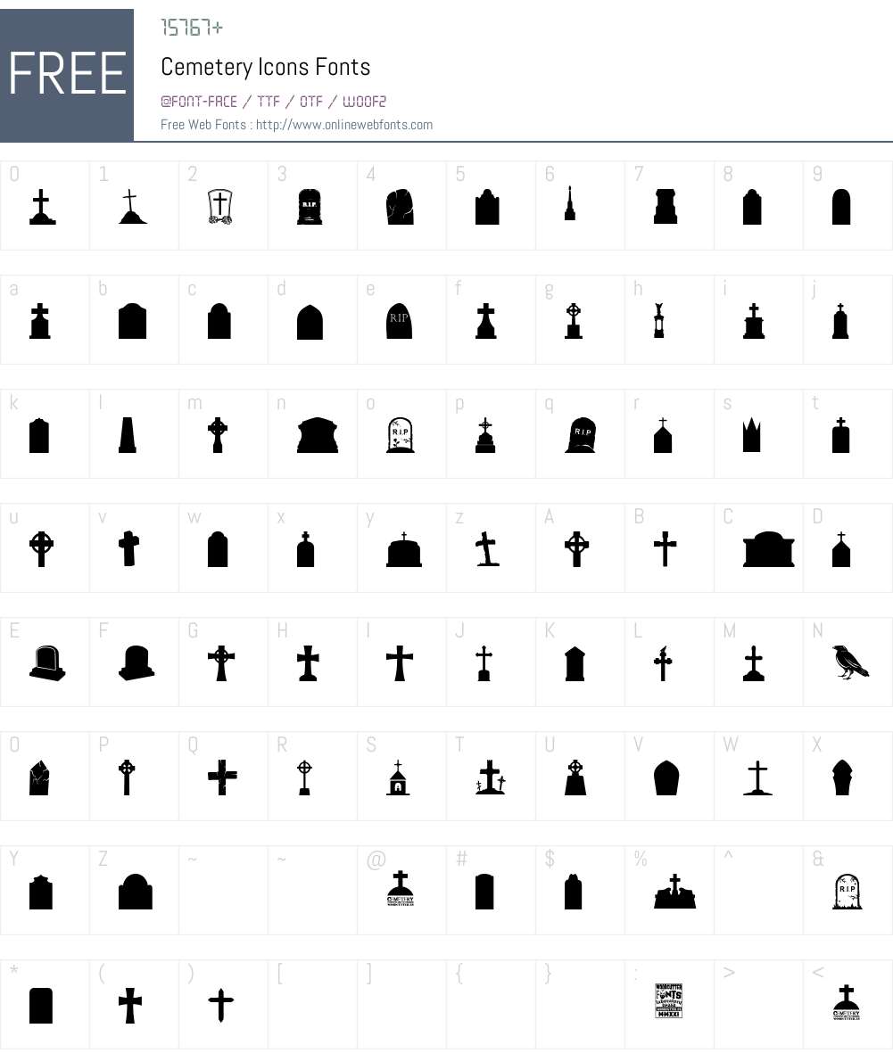 Cemetery Icons 1.00;February 9, 2021;FontCreator 11.0.0.2388 64-bit ...